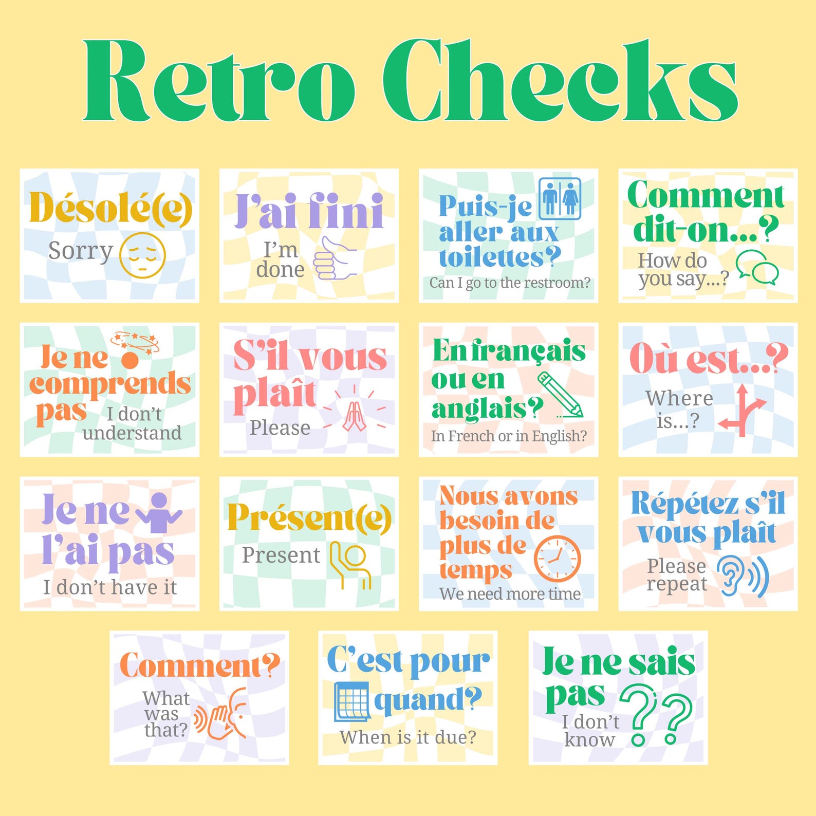 French Classroom Phrases Printable Poster Set ~ Colorful Class Decor ...