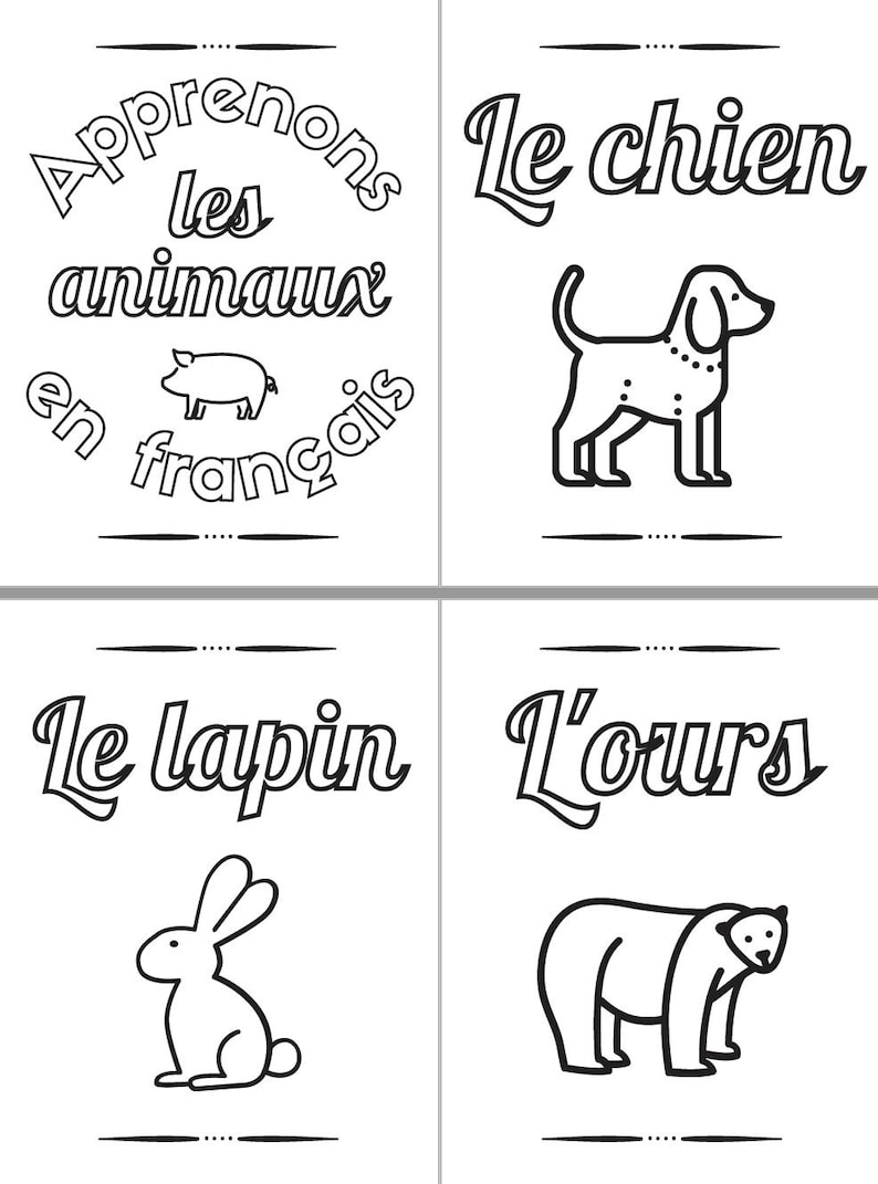 Printable Coloring Book: Learn the Animals in French 16 - Etsy