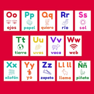 Spanish Alphabet Printable Poster Set ~ Bright Happy Colors ~ Class ...