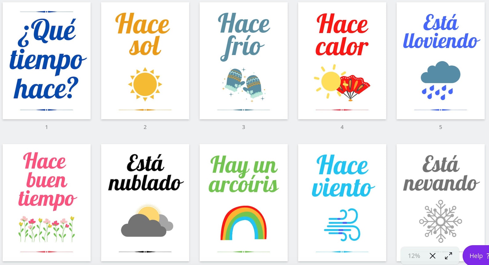 Weather Spanish Vocabulary Printable Posters Hace Sol Está - Etsy