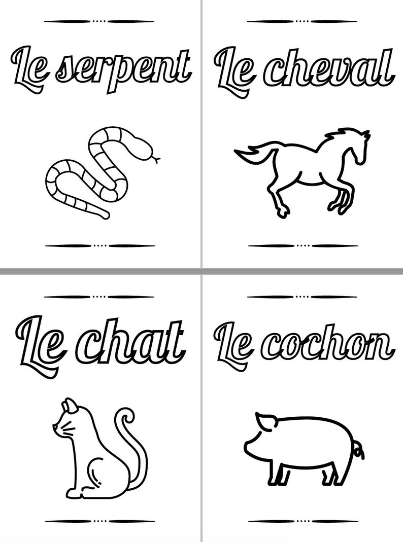 Printable Coloring Book: Learn the Animals in French 16 - Etsy