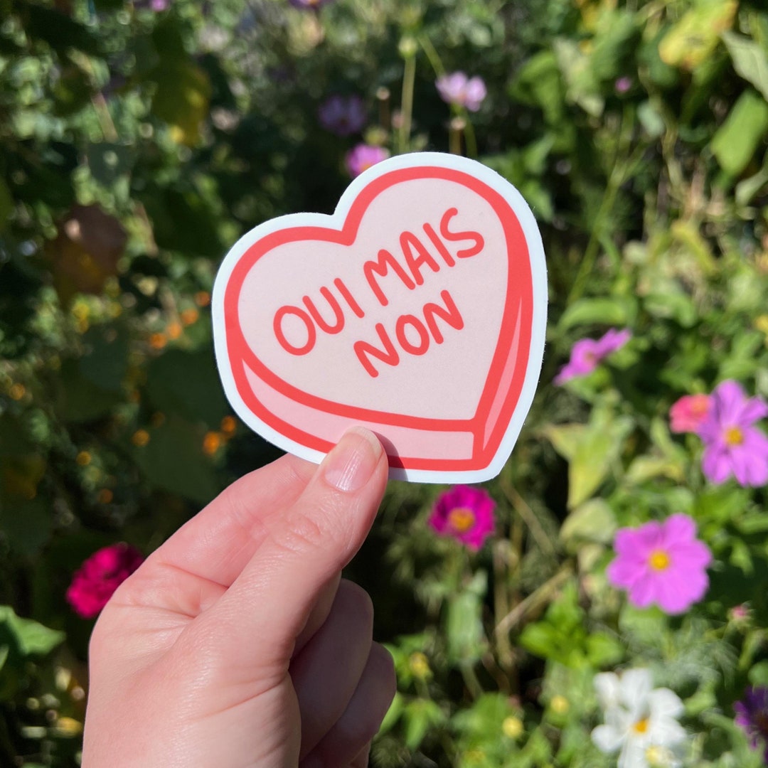 Sticker: "oui Mais Non" ~ Yes but No in French ~ Coral Orange ...
