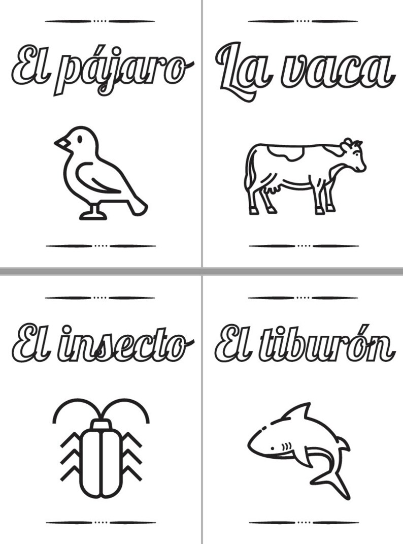 Printable Coloring Book: Learn the Animals in Spanish 16 - Etsy