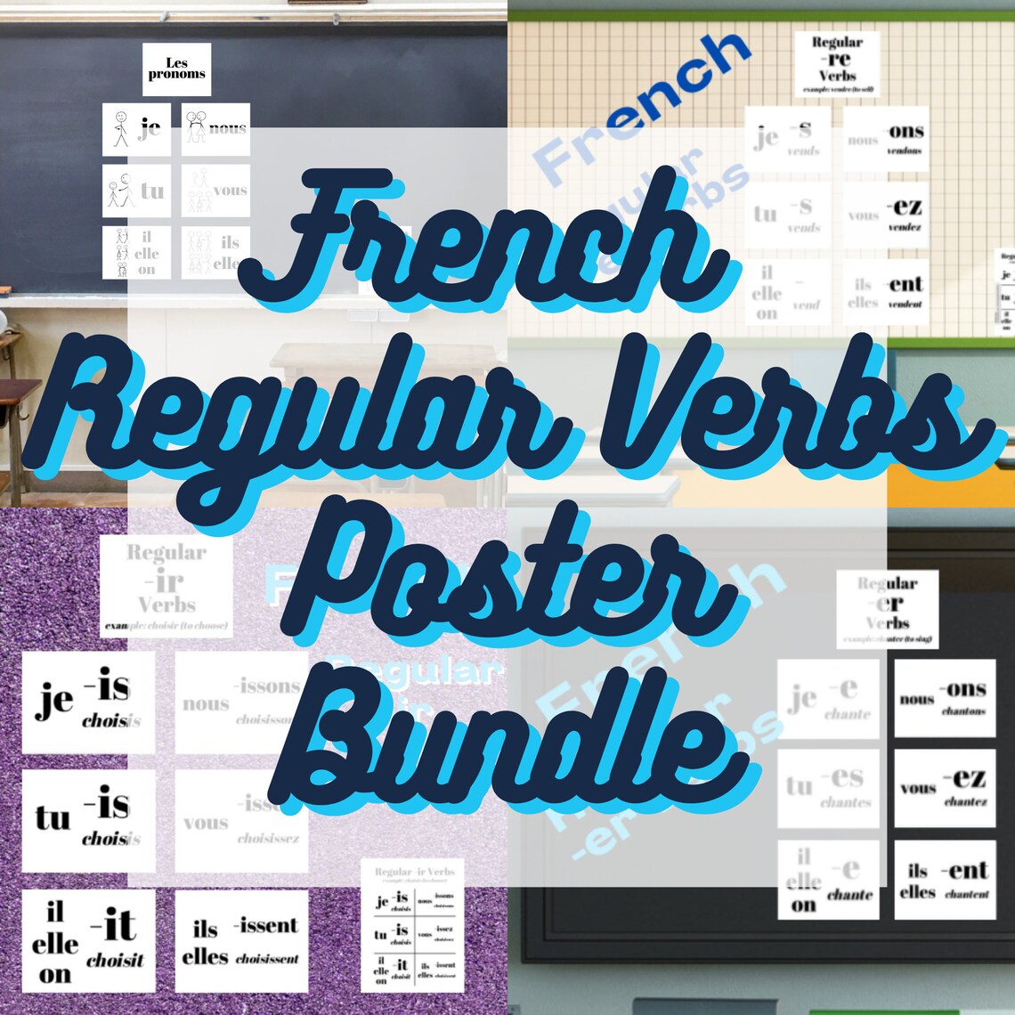 French Regular Verbs Printable Poster Bundle Conjugations & | Etsy