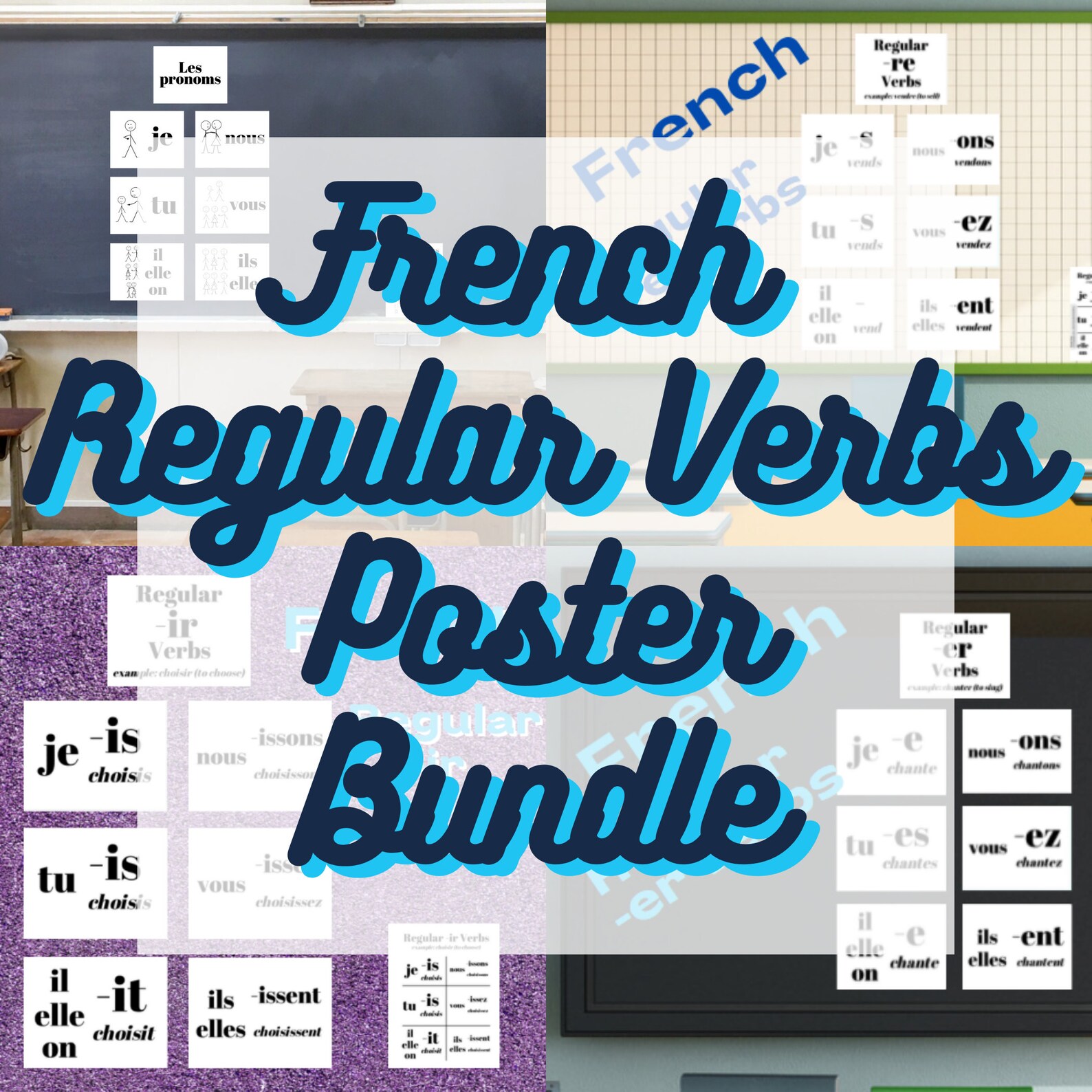 French Regular Verbs Printable Poster Bundle Conjugations & | Etsy