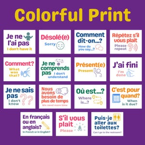 French Classroom Phrases Printable Poster Set ~ Colorful Class Decor ...