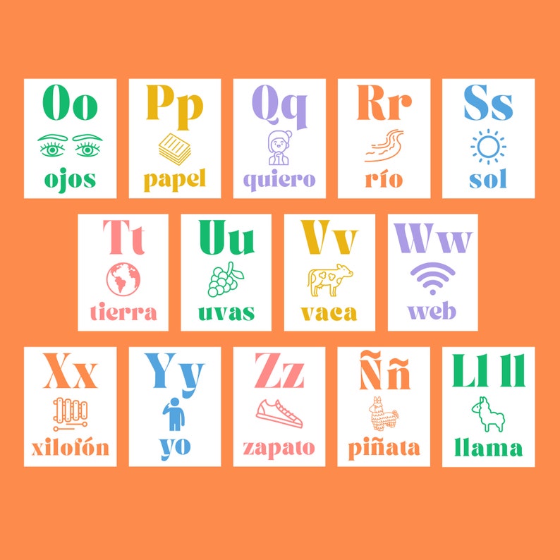 Spanish Alphabet Printable Poster Set ~ Retro Checks, Checkerboard ...