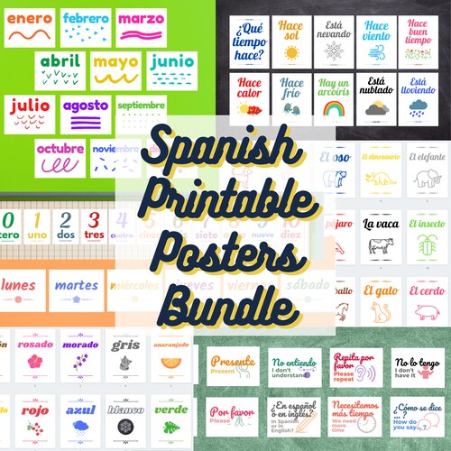 Spanish Classroom Phrases Printable Poster Set Cursive AND - Etsy