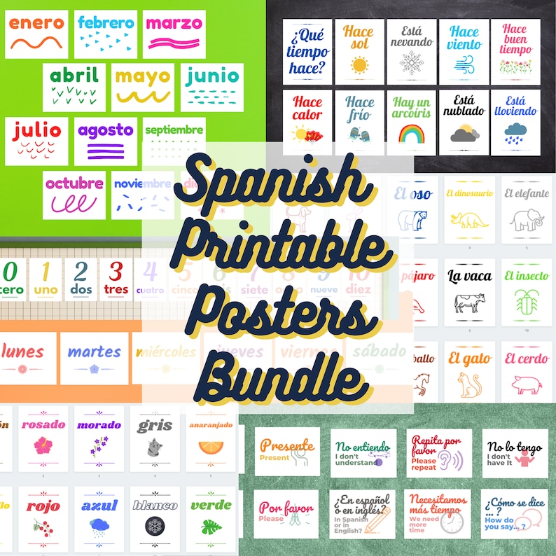 Spanish Printable Poster Set Classroom Bundle: Includes - Etsy