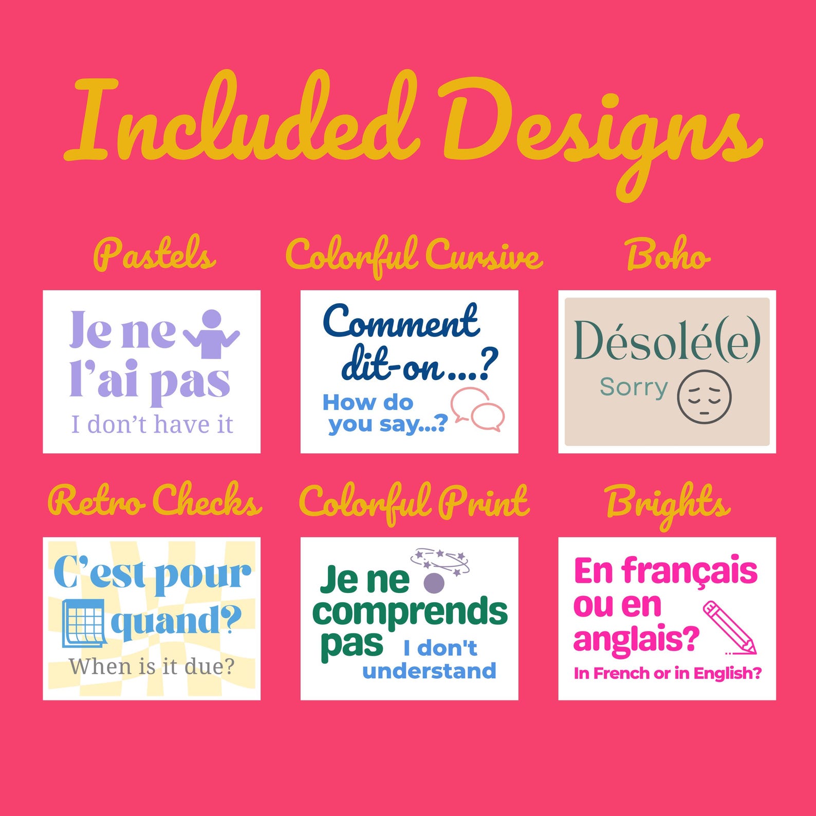 French Classroom Phrases Printable Poster Set Colorful Class Decor ...