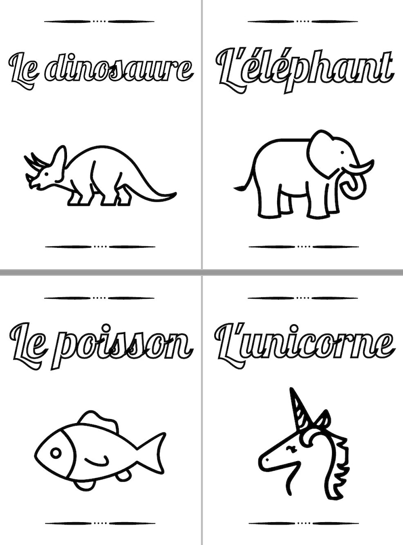 Printable Coloring Book: Learn the Animals in French 16 - Etsy