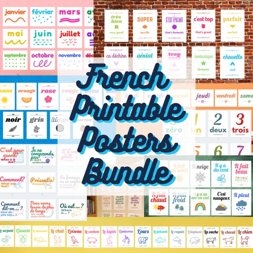 French PDF Poster Bundle: Classroom Phrases Fr Quotes Fr - Etsy