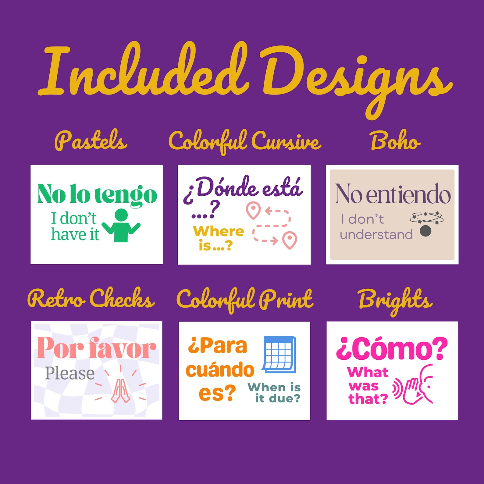 Spanish Classroom Phrases Printable Poster Set ~ Cursive and Print ...