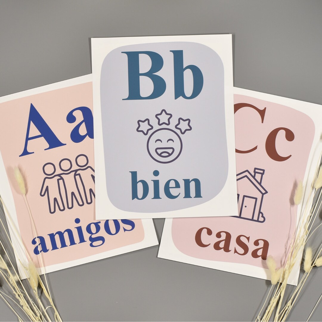 Spanish Language Alphabet Printable Poster Set ~ Boho Colors / Neutrals ...
