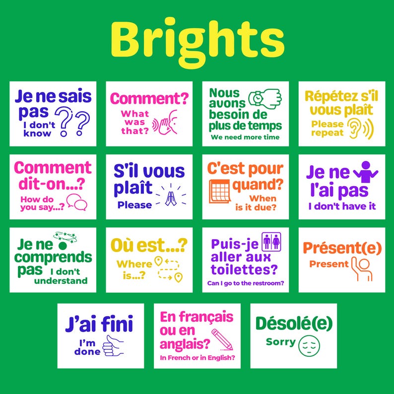French Downloadable Posters: Classroom Phrases ~ Bright Colorful ...