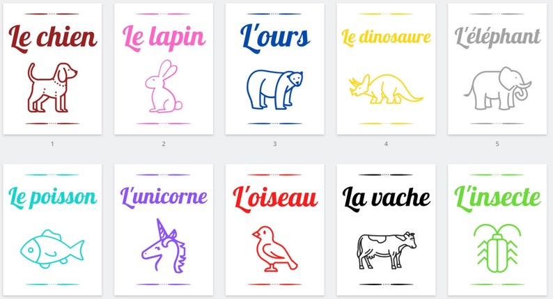 French Animals Vocab: Printable Poster Set ~ Classroom Decor ...