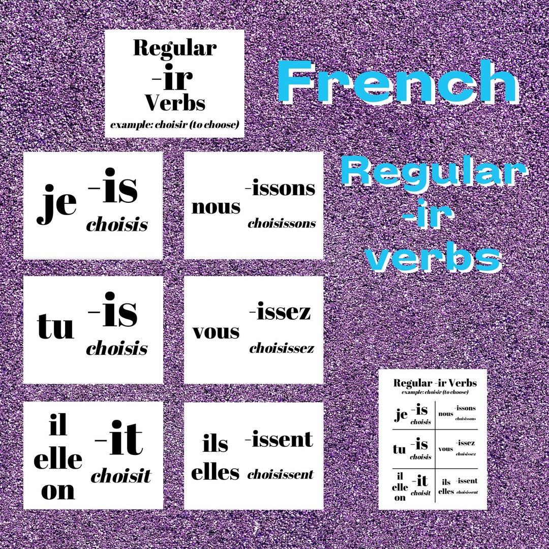 French Printable Bulletin Board Set: Regular -ir Verbs Conjugation ...