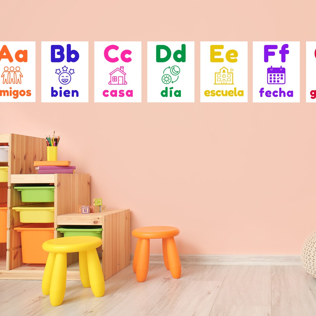 Spanish Alphabet Printable Poster Set ~ Bright Happy Colors ~ Class ...