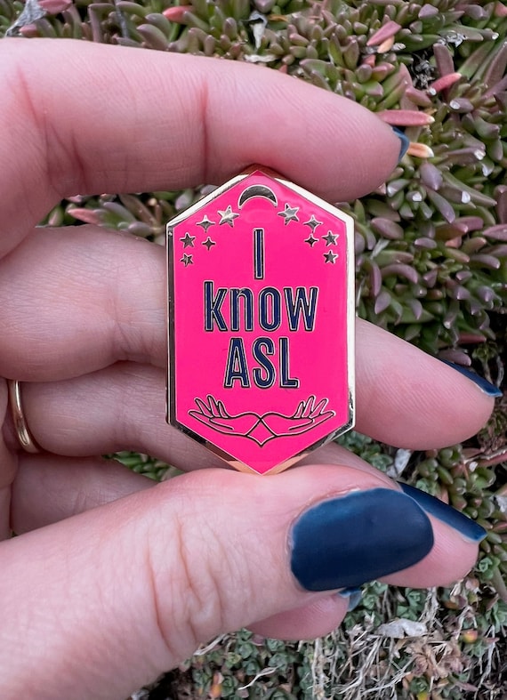 Enamel Pin: i Know Asl Gold or Silver Sign | Etsy
