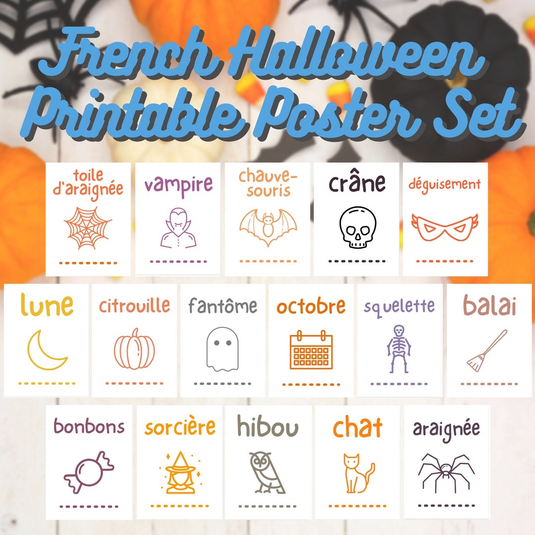 French Halloween Vocab Printable Poster Set ~ Classroom Decor ...