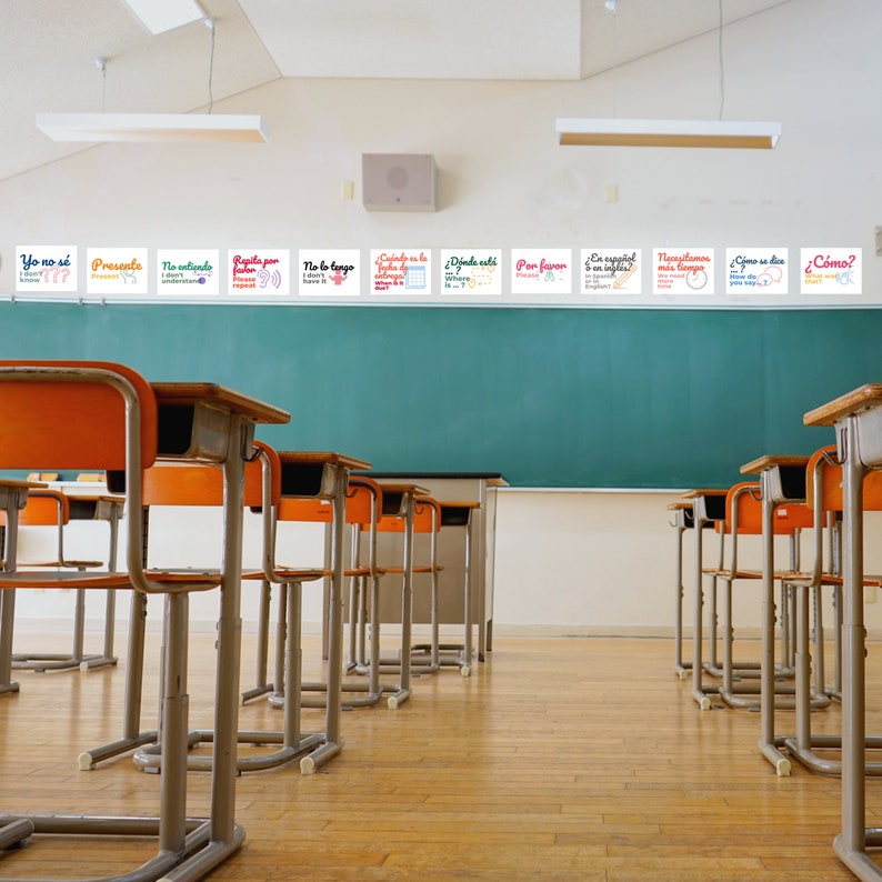 Spanish Classroom Phrases Printable Poster Set ~ Cursive and Print ...