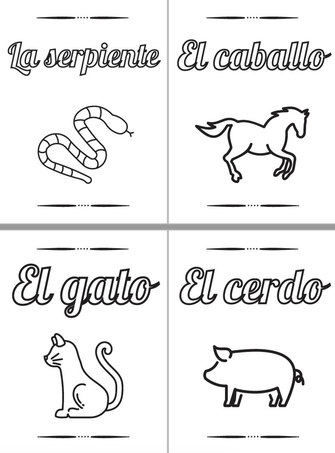Printable Coloring Book: Learn the Animals in Spanish ~ 16 Pages ~ Kids ...