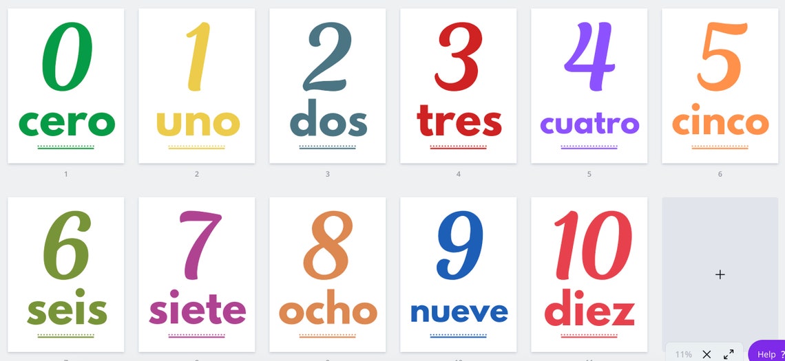 Spanish Numbers Vocab 0-10: Printable Display 11 Posters - Etsy