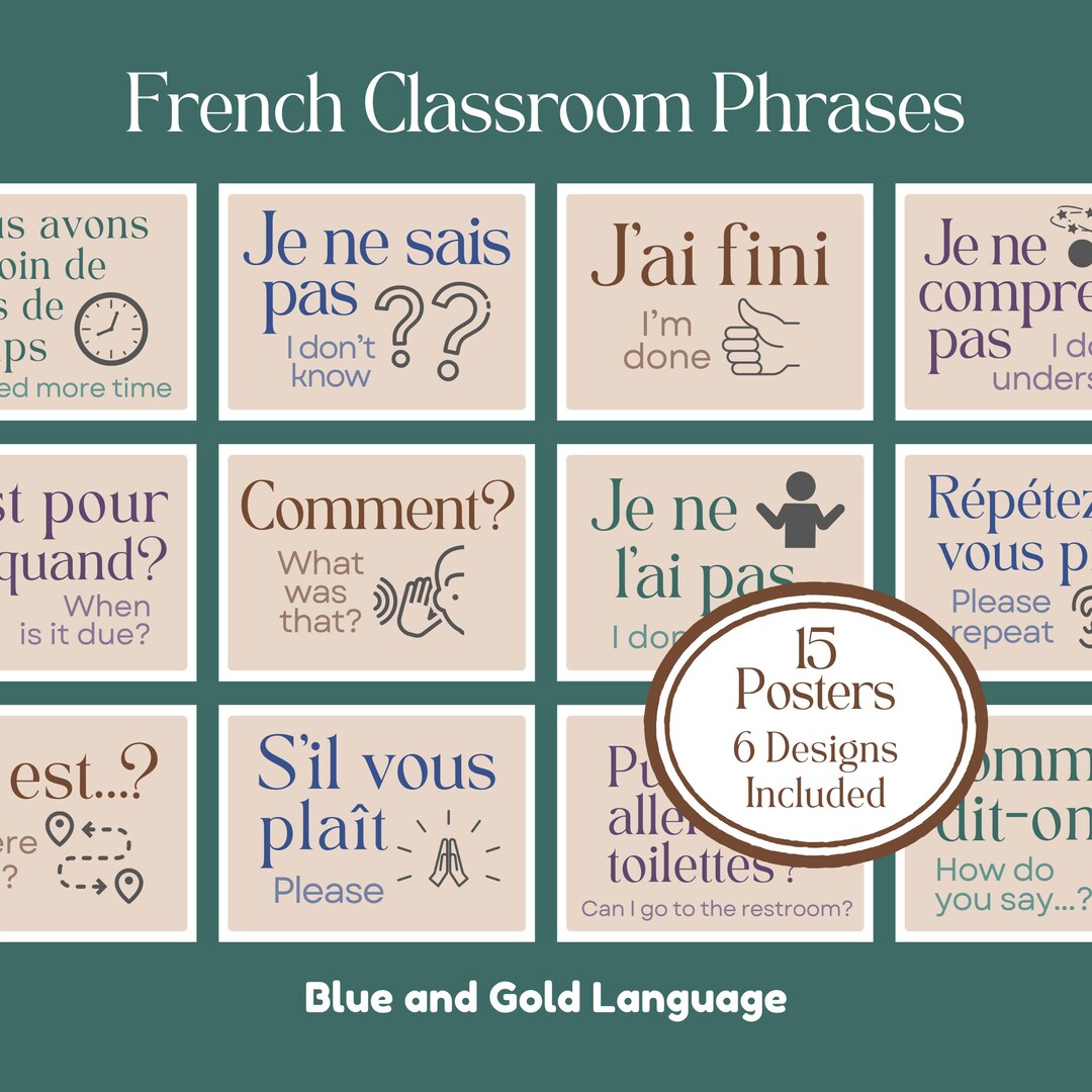 French Classroom Phrases Poster Set ~ Boho, Neutrals, Minimal ...