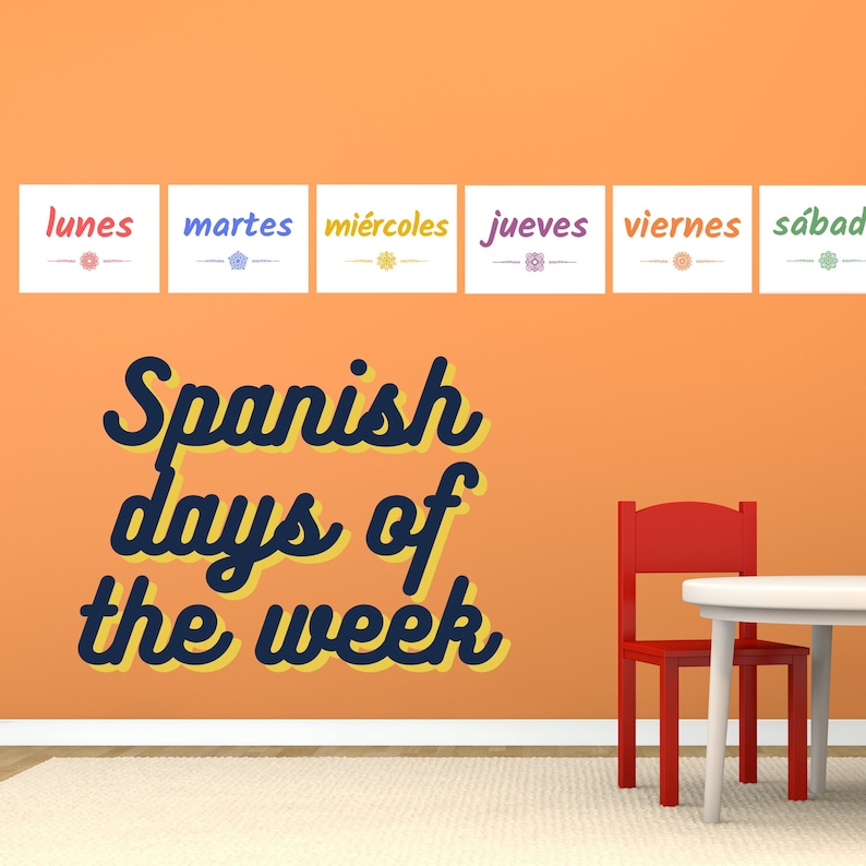 Spanish Days of the Week Printable Poster Set Classroom - Etsy