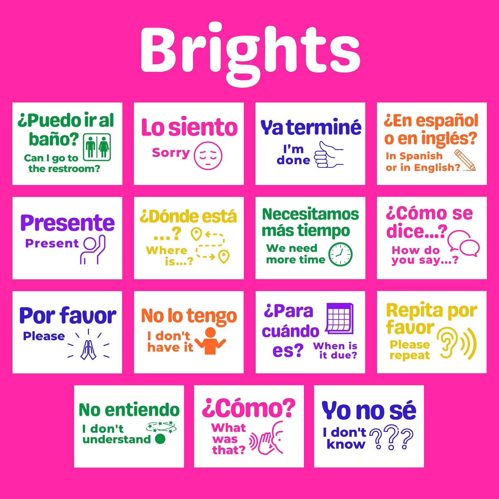 Spanish Classroom Phrases Printable Poster Set Cursive and Print ...