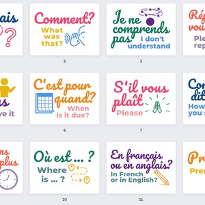 French PDF Poster Bundle: Classroom Phrases + Fr Quotes + Fr Reactions ...