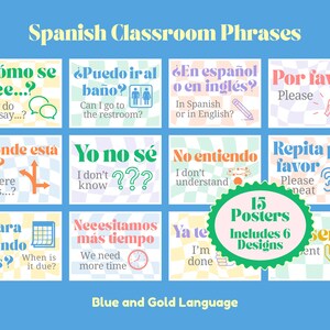 Spanish Classroom Phrases Posters ~ Bulletin Board Printables ~ Pastels ...