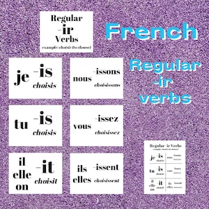 French Regular Verbs Printable Poster Bundle ~ Conjugations & Pronouns ...