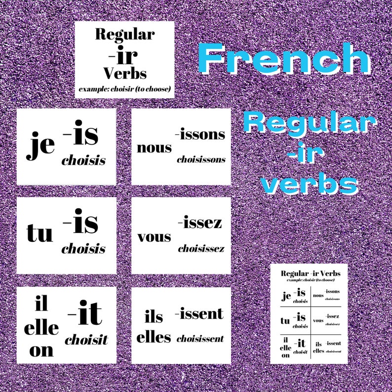 French Regular Verbs Printable Poster Bundle Conjugations & | Etsy