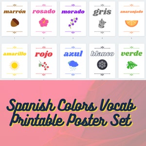 Spanish Poster Set: Colors Vocabulary ~ Classroom Decorations ~ Wall ...