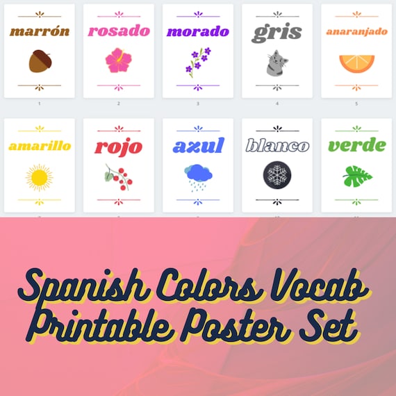 Spanish Poster Set: Colors Vocabulary Classroom Decorations | Etsy