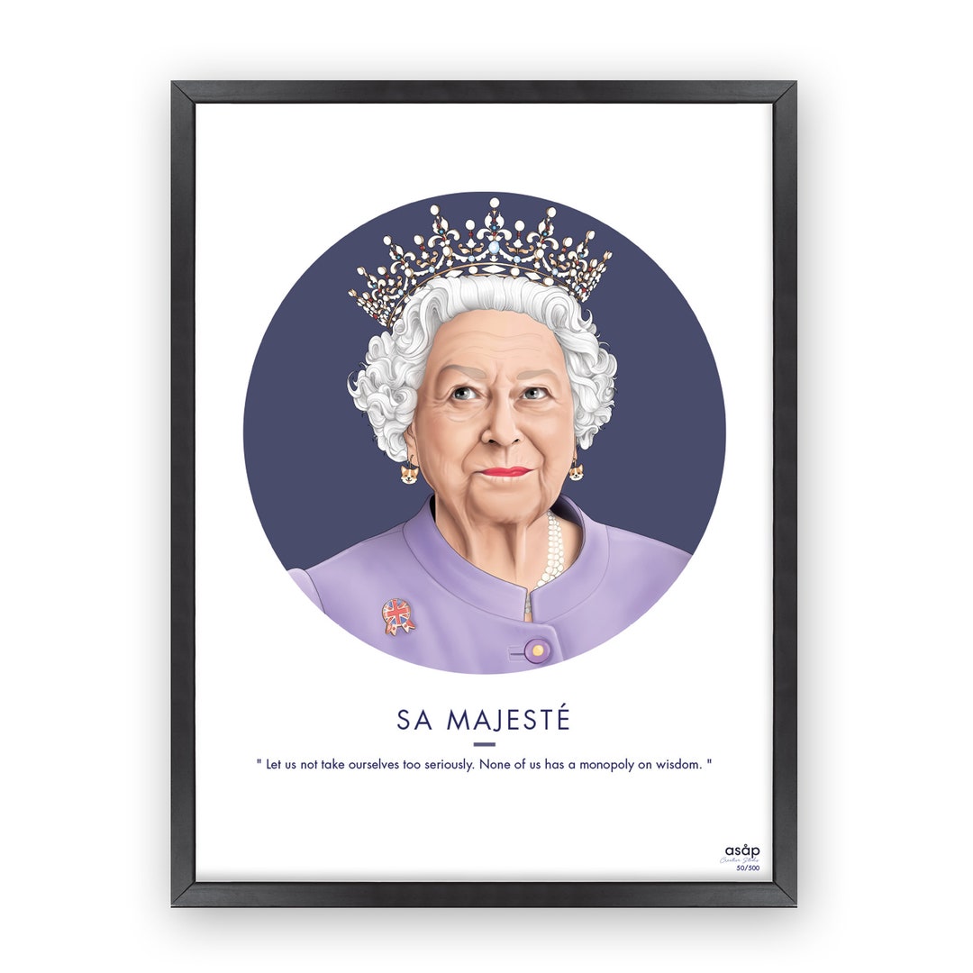 Queen Elizabeth Poster - Elizabeth II Illustration - Portrait Queen of ...