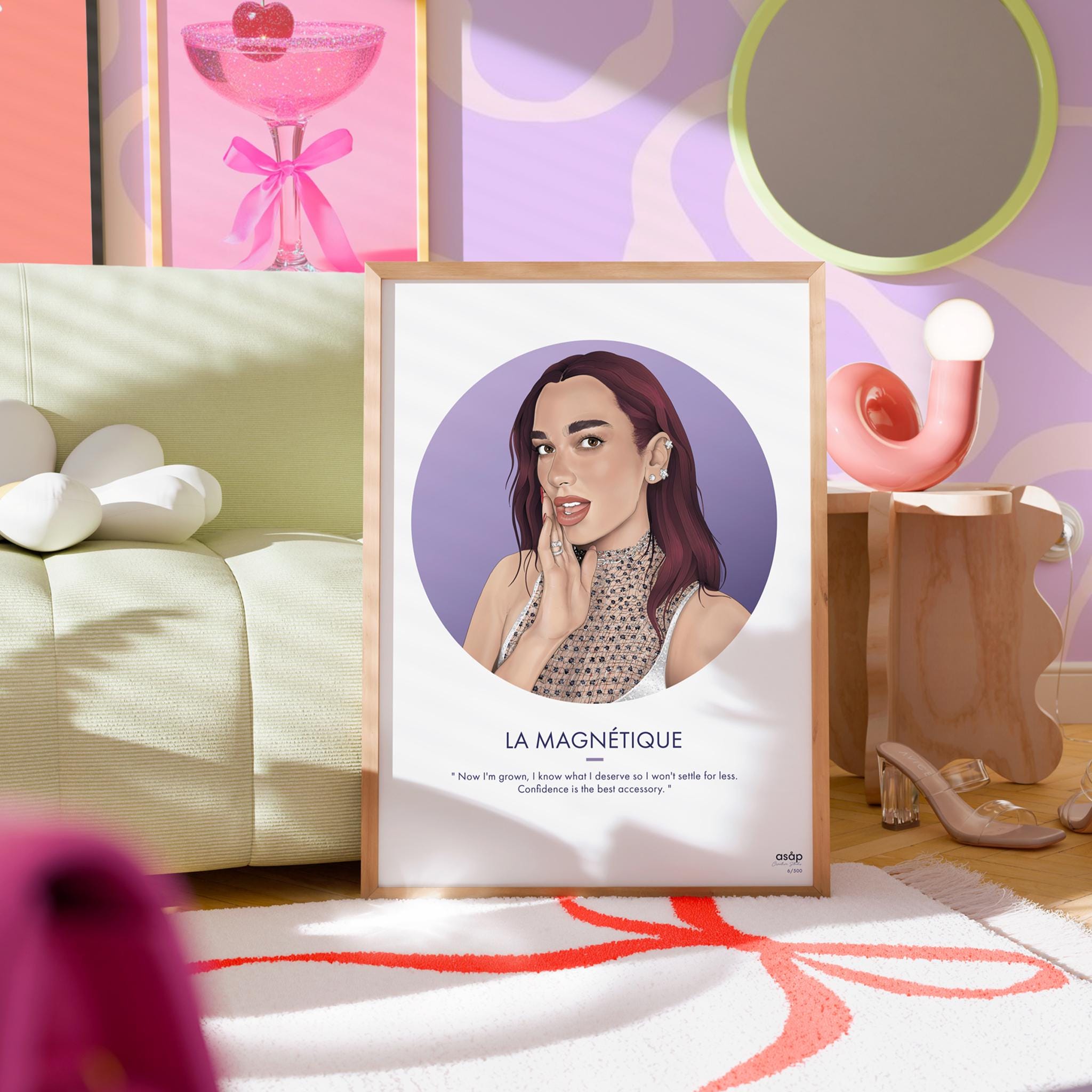 Dua Lipa Poster - Dua Illustration - Portrait Singer - Digital Print ...