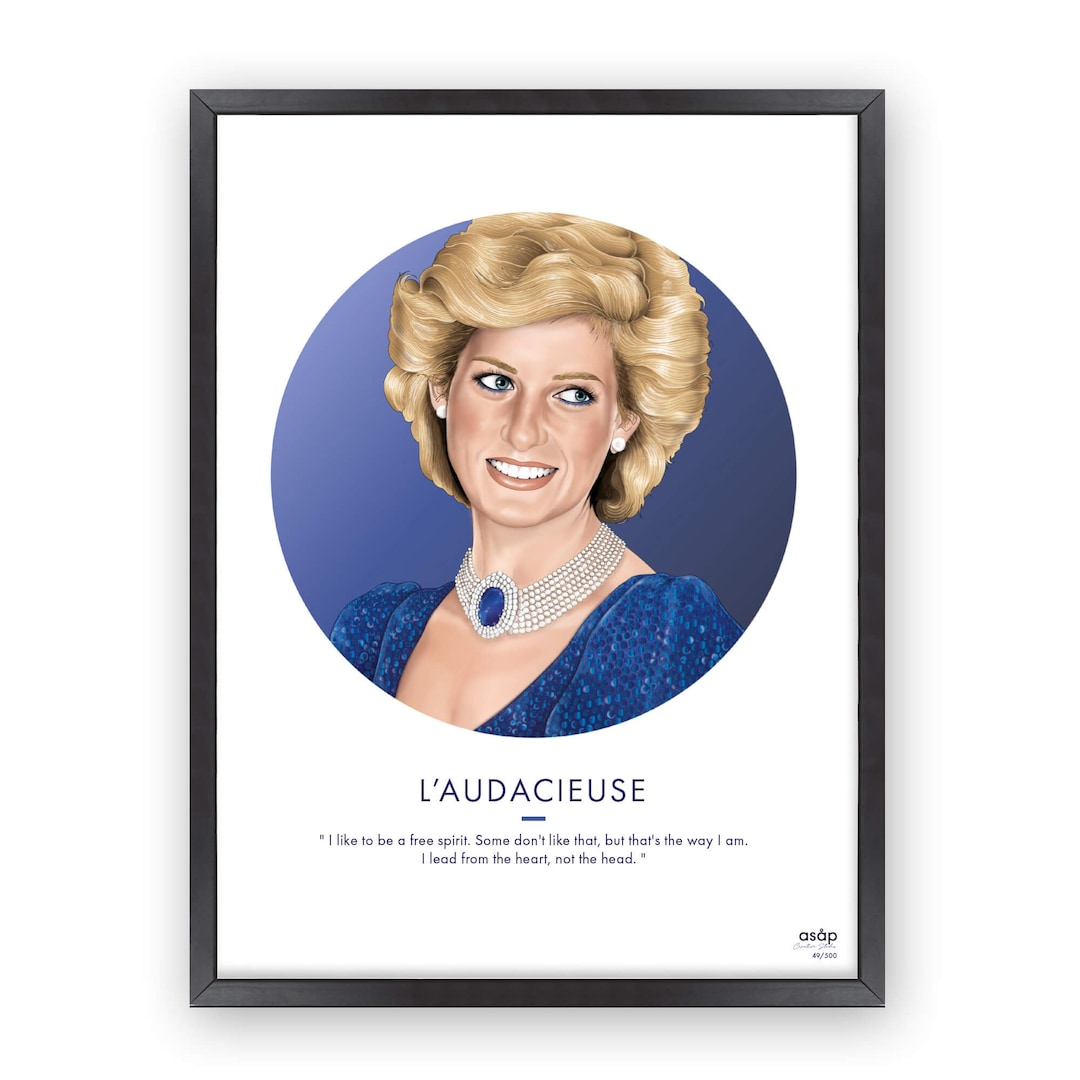 Lady Diana Poster Lady Di Illustration Iconic Personality Portrait ...