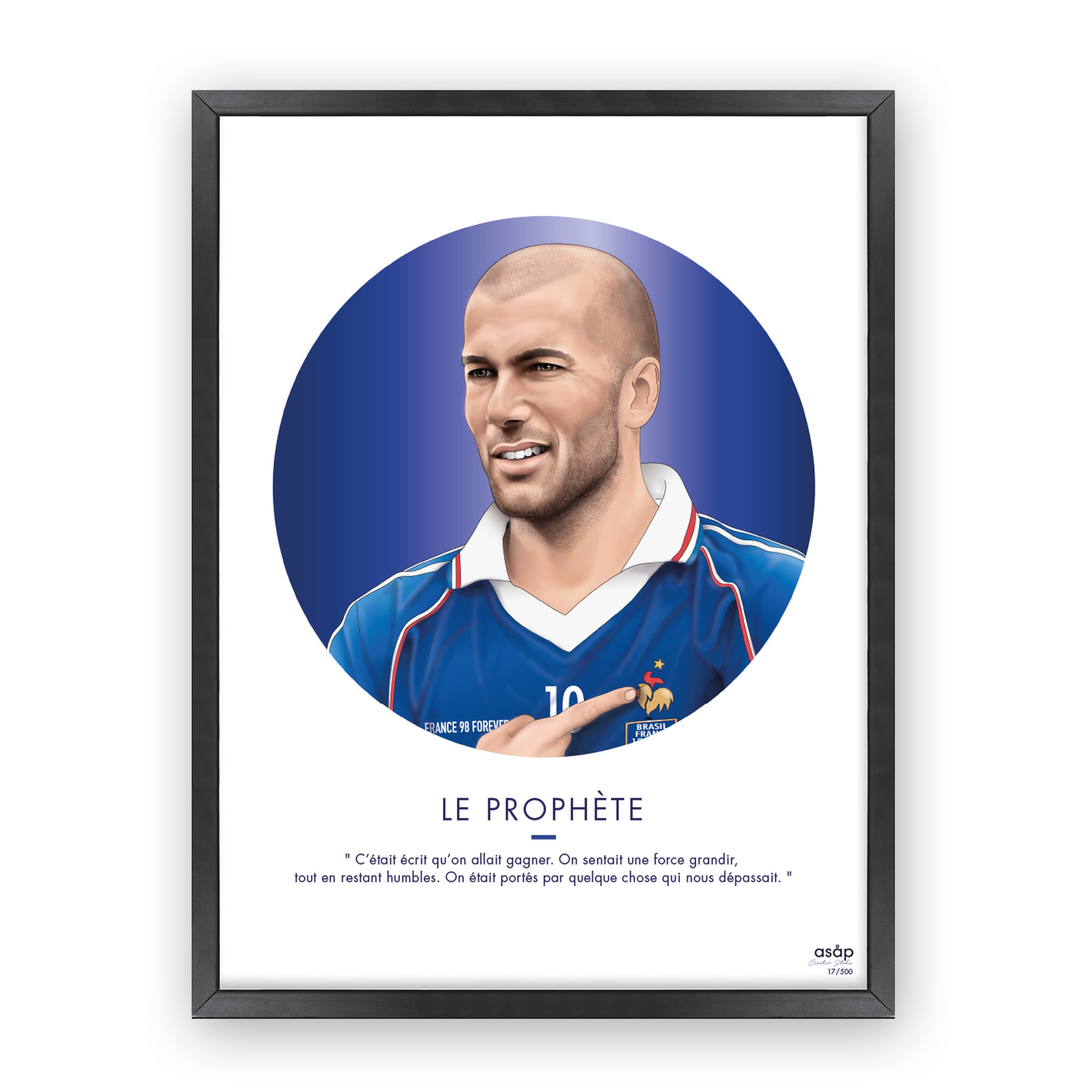 Zinedine Zidane Poster - Illustration France 98 Forever - Zizou ...