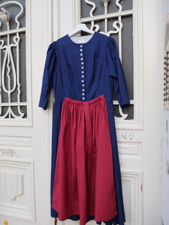 Dirndl with apron, vintage dirndl, blue / red, size 42 - Gem