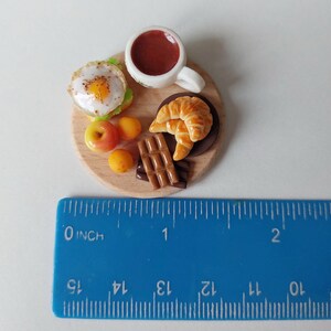 Miniature Food. Breakfast for Doll. Egg, Croissants and Coffee Made of ...