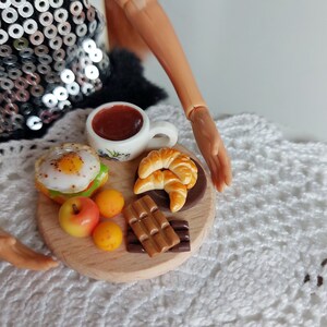 Miniature Food. Breakfast for Doll. Egg, Croissants and Coffee Made of ...