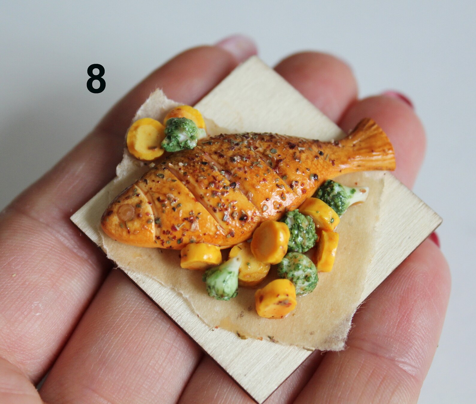 Fish on the Board for Doll. Food for a Doll. Miniature Food for a ...