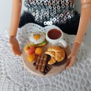 Miniature Food. Breakfast for Doll. Egg, Croissants and Coffee Made of ...