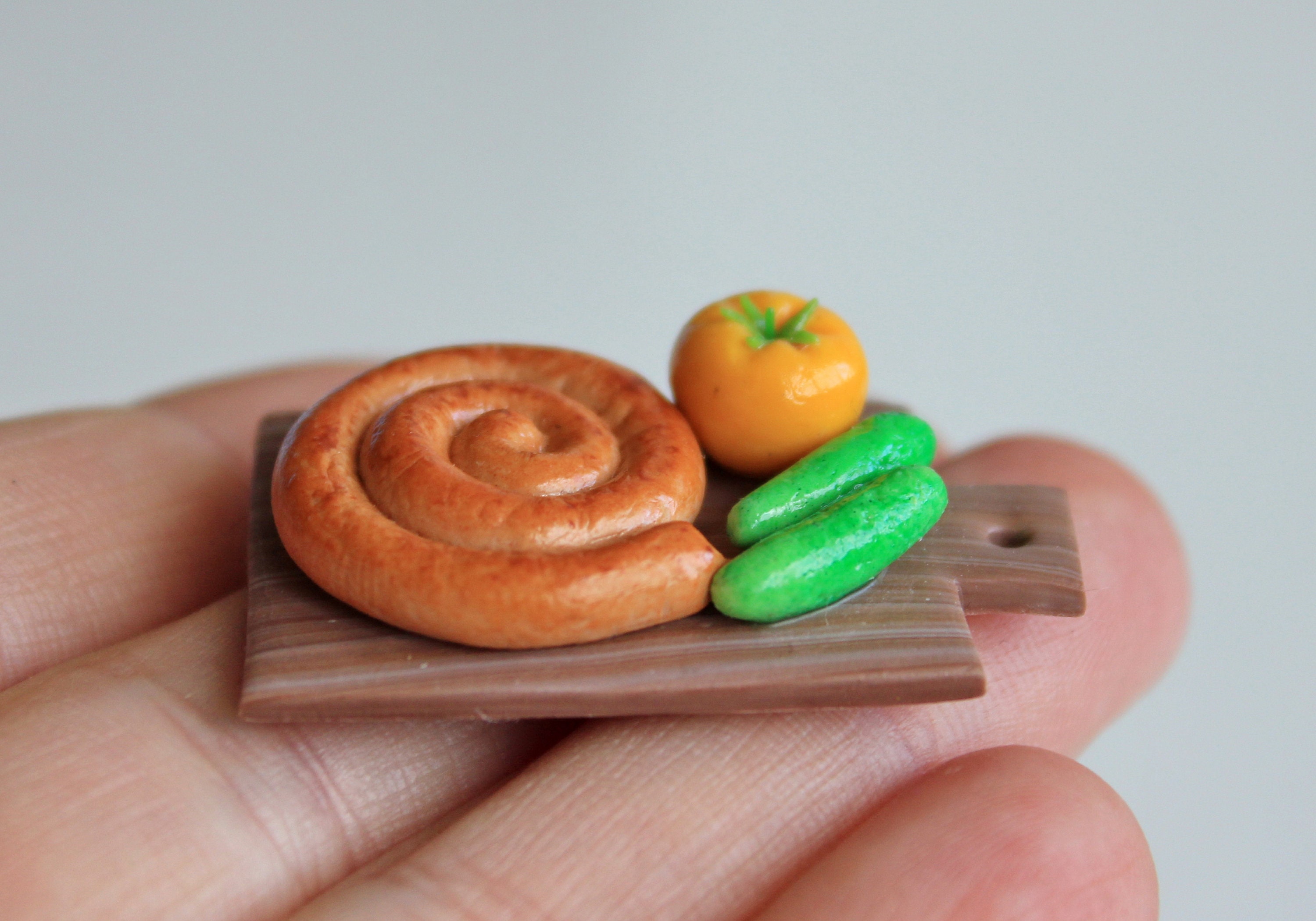 Sausage on a Plate Miniature Food From Polymer Clay Toys | Etsy