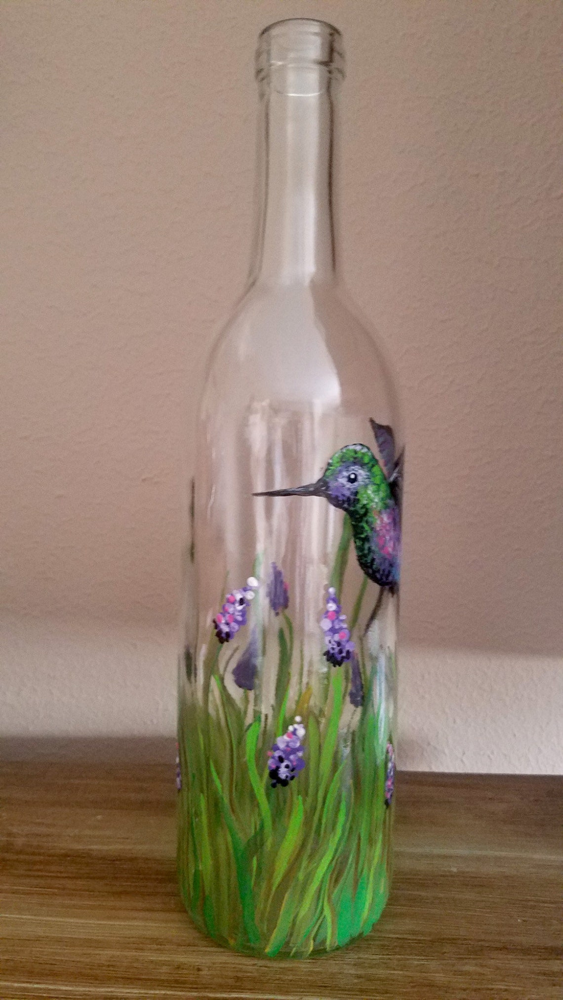 Hummingbird Hand Painted Wine Bottle - Etsy