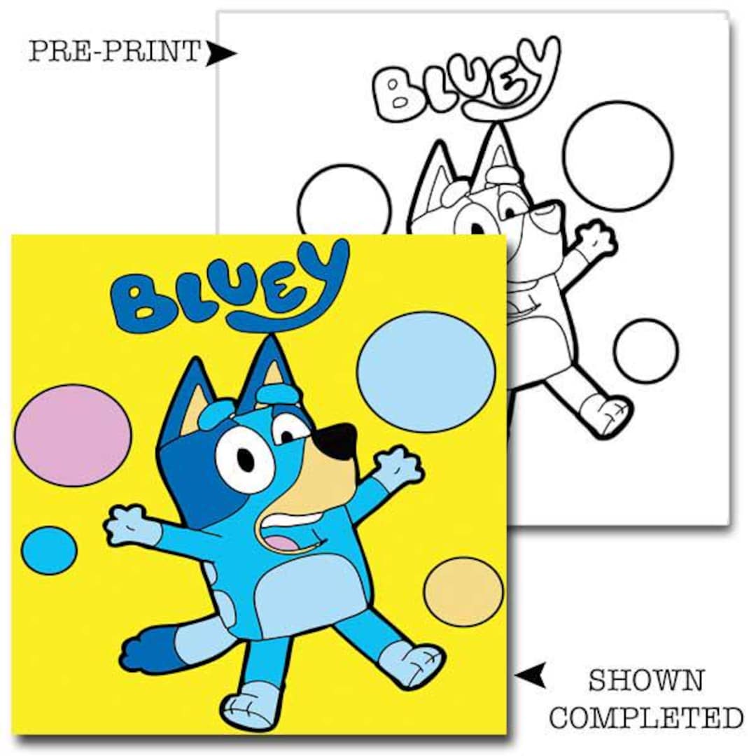 Pre-sketched Bluey Canvas Kit for Kids Fun Birthday Party Favors ...