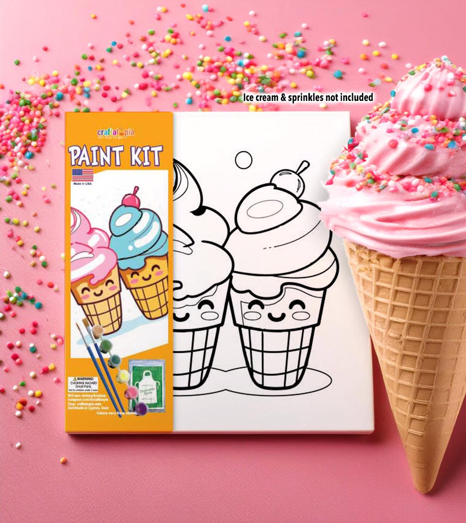 Ice Cream Birthday Party Favor Canvas Painting Kit for Kids | Fun Pre ...