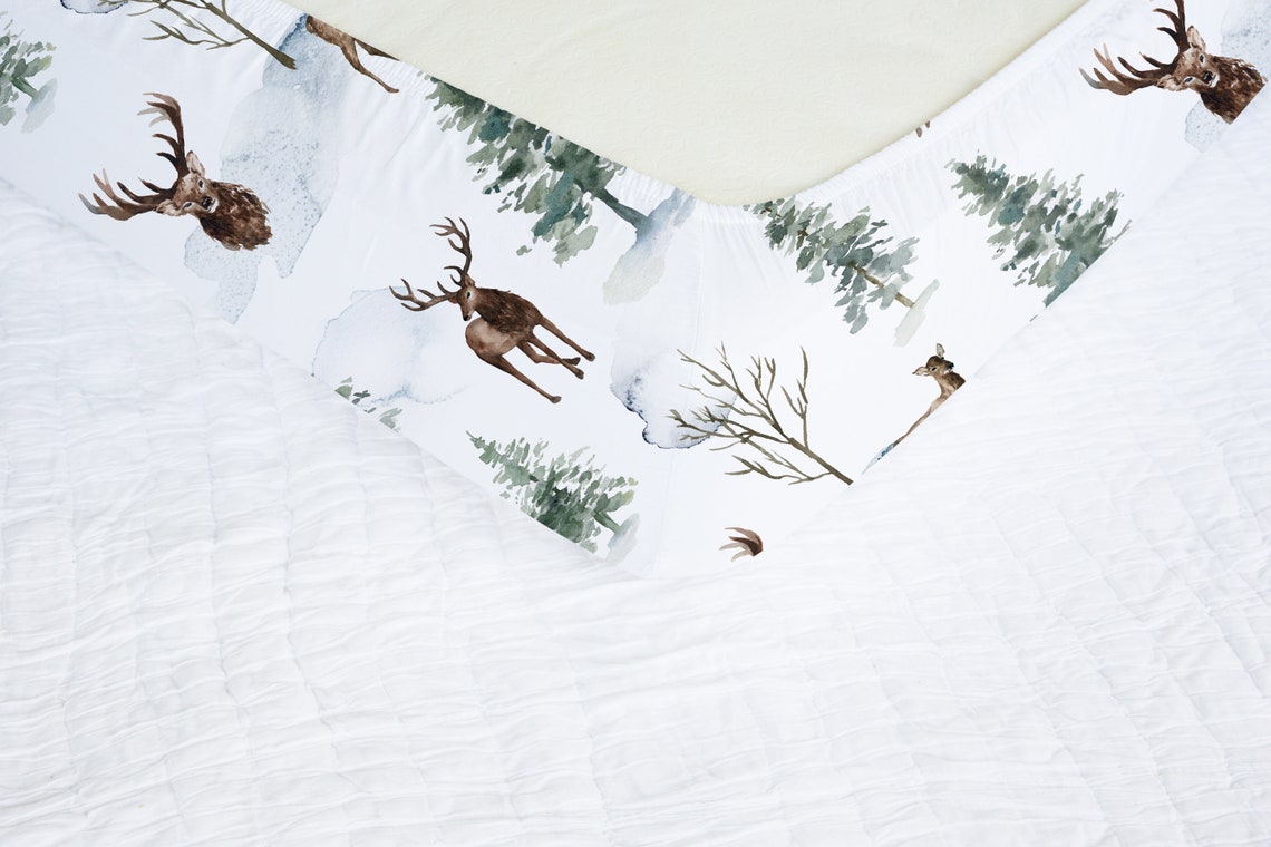 Woodland Crib Sheet Forest Crib Bedding Pine Tree Crib - Etsy
